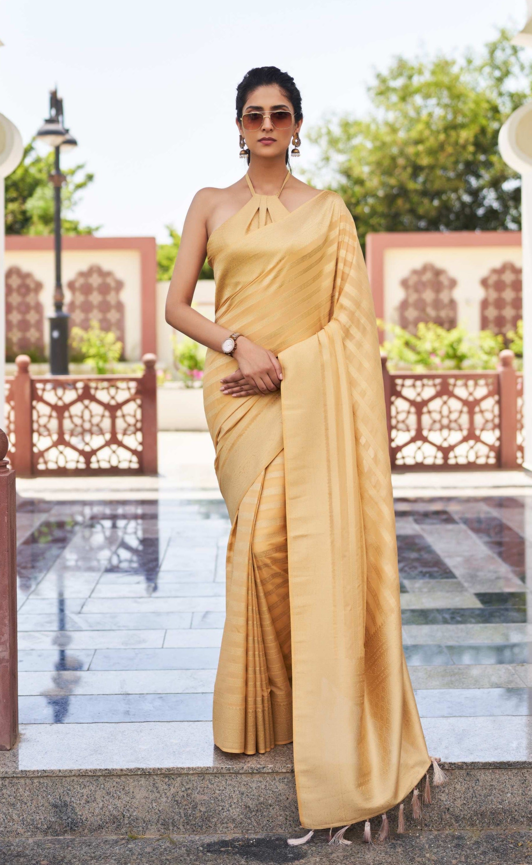 Beige Feather Soft Saree - House of Vardha